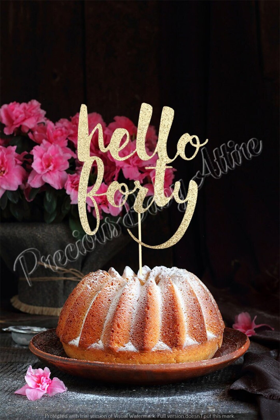Hello Forty Cake Topper, Hello Cake Topper - Etsy