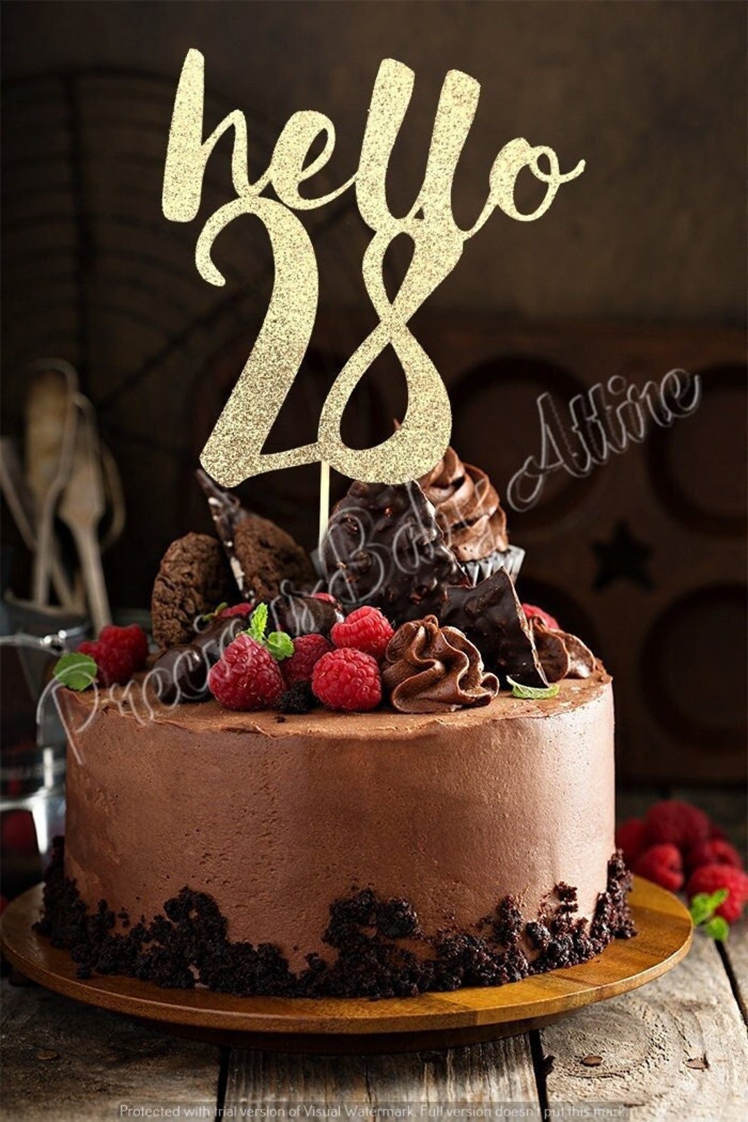 Hello 28 Birthday Cake Topper, Glitter Cake Topper - Etsy