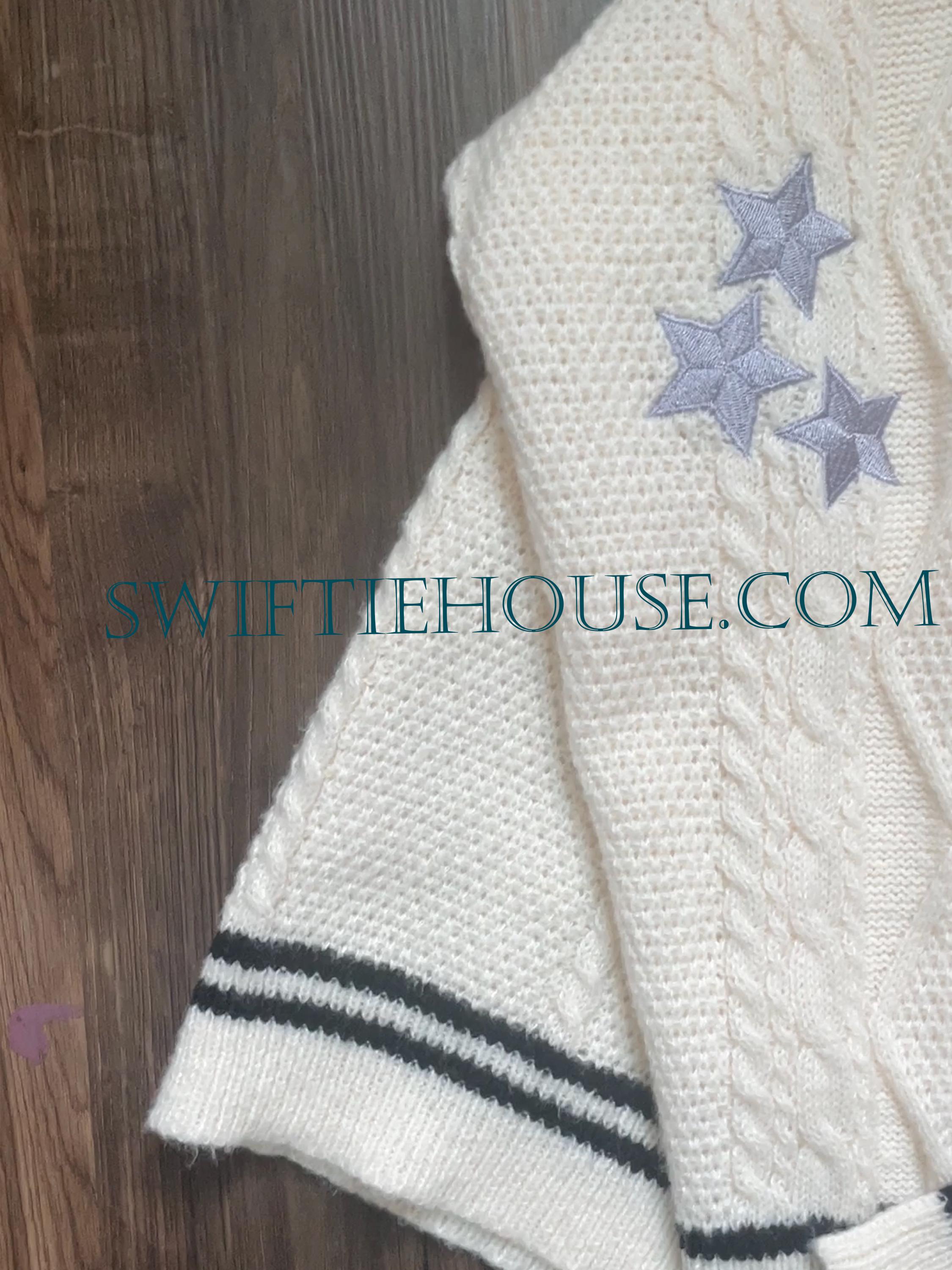 Folklore Cardigan Star Embroidered High Quality With Stars & T Name ...