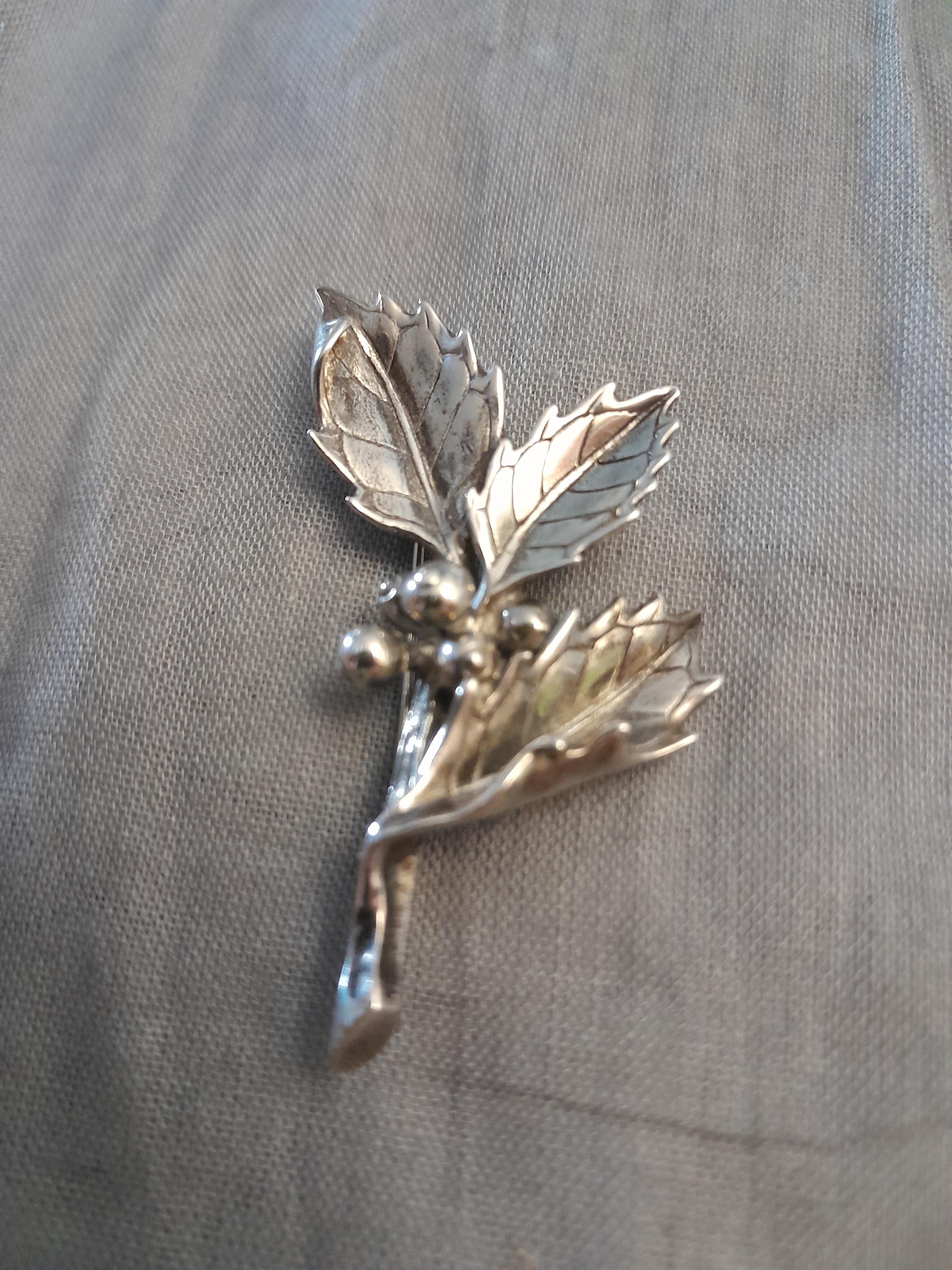 HANDPICKED Sterling Silver Holly Pin - Etsy