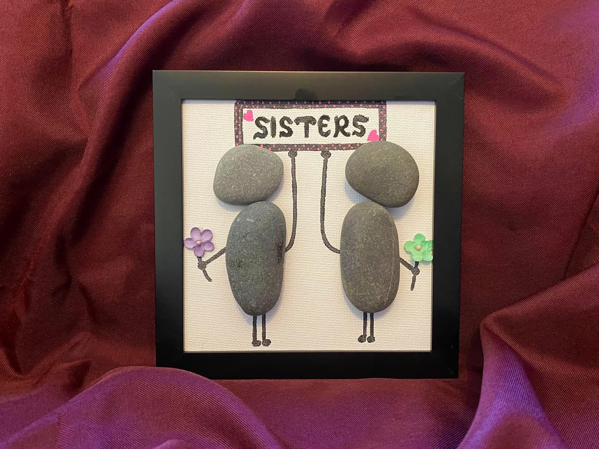Sisters Rock Art on Canvas in Picture Frame custom Orders and ...