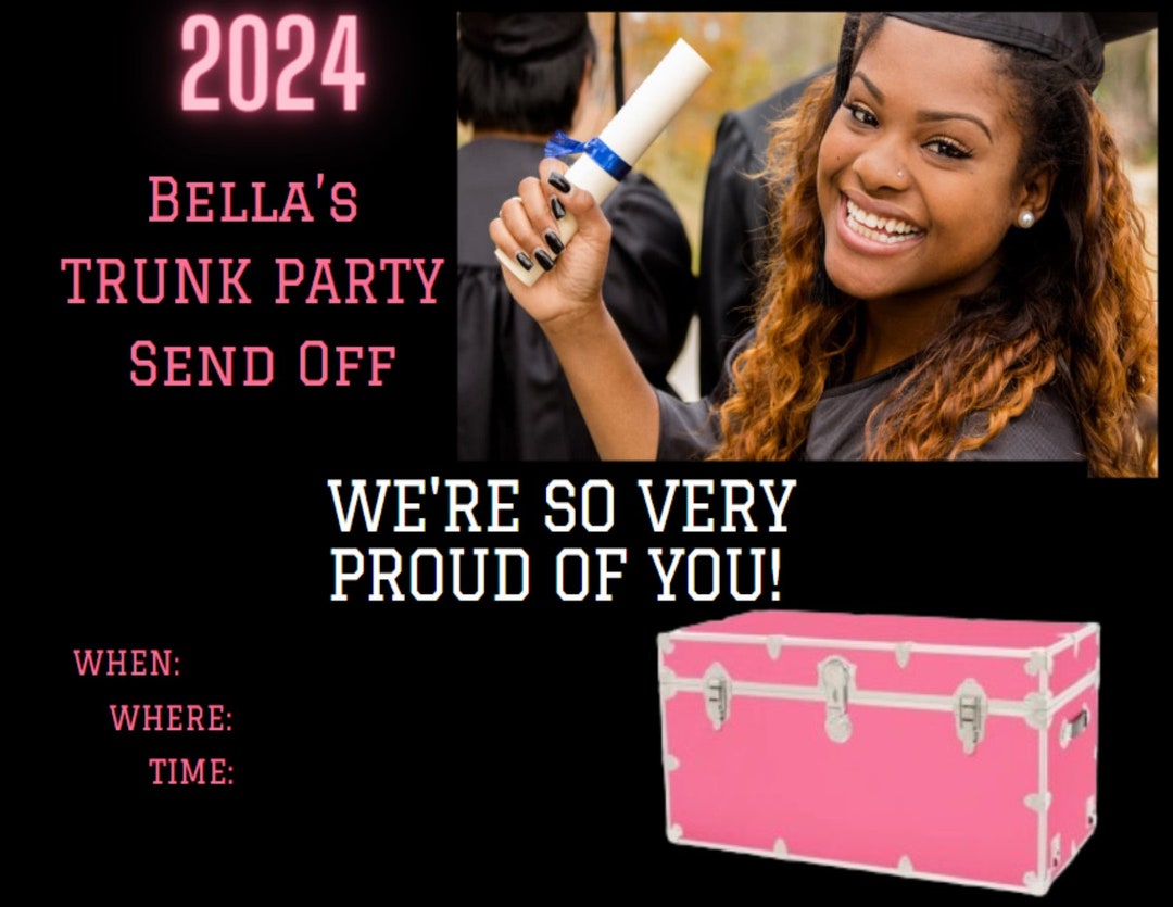 Trunk Party Invite, College, University, Editable, Digital Download ...