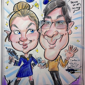Custom Hand Drawn Caricature Cartoon Face Portrait Sketch - Etsy
