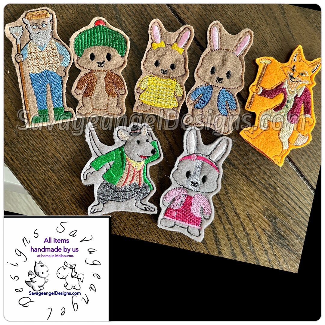 Rabbit Finger Puppet Set 4x4 Embroidery Design Storybook - Etsy