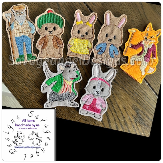 Rabbit Finger Puppet Set 4x4 Embroidery Design Storybook | Etsy