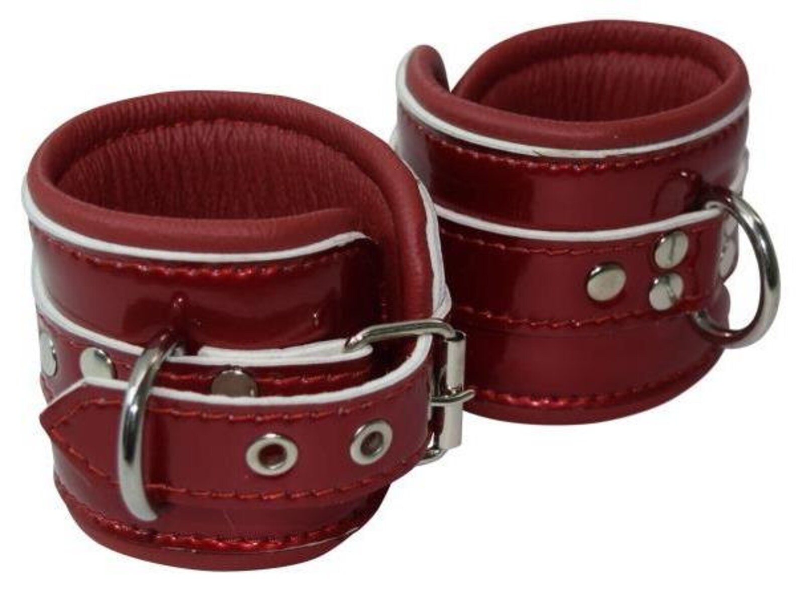 Glossy Blood Red Genuine Leather Padded Cuffs goth Cuffs - Etsy