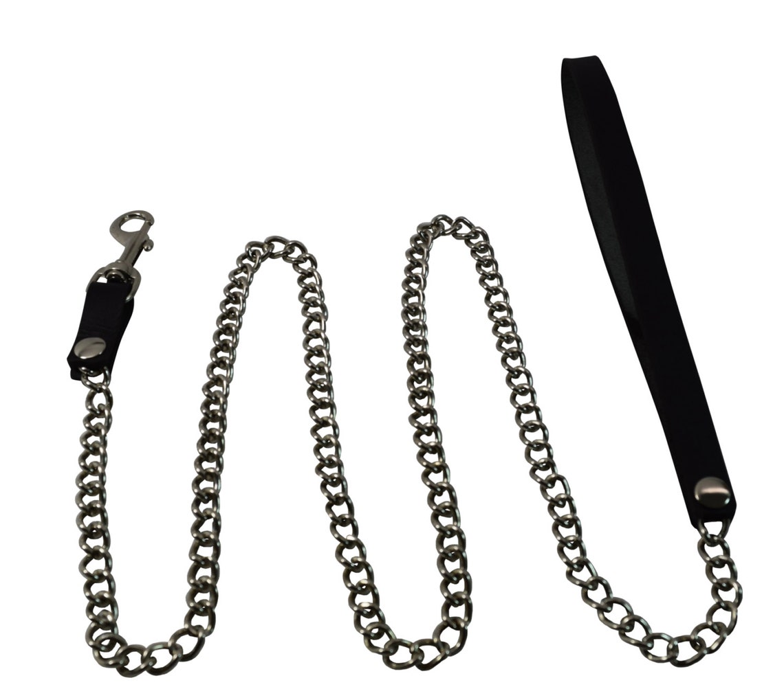 Genuine Leather and Chain Leash - Etsy
