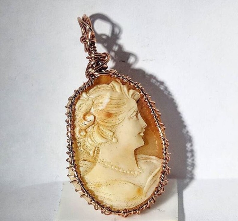 Cameo Pendants made From Carved Conch Shell Wrapped in - Etsy