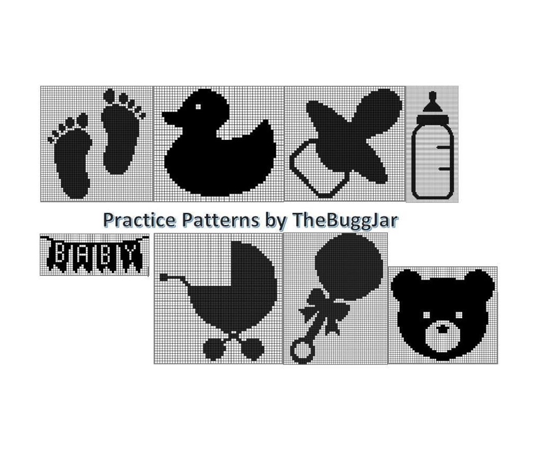 Practice Pattern Kit Crochet (8 Smaller Patterns) Baby Themed - Etsy