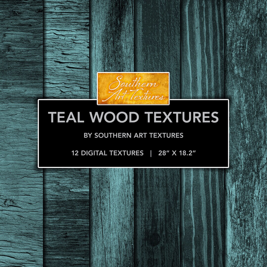 Teal Wood Textures Digital Textures, Teal Patterns Scrapbook Paper Pack ...