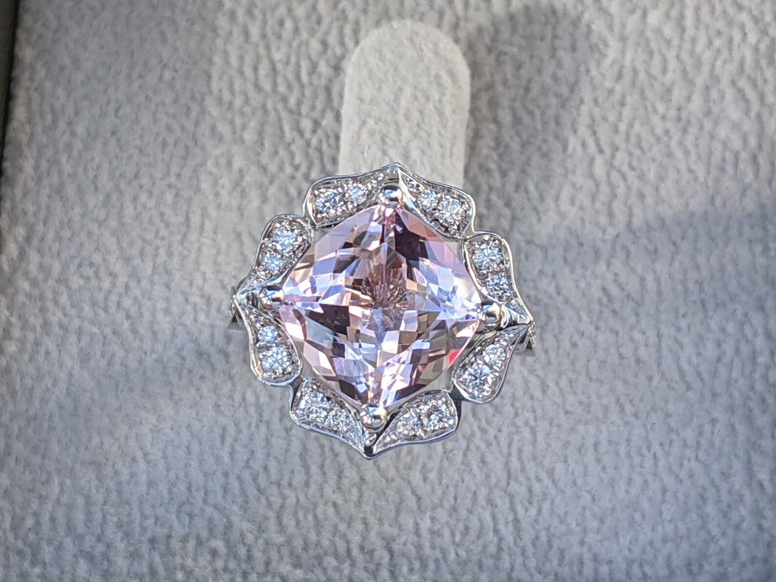 4 Carat Morganite Engagement Ring White Gold Cushion Morganite | Etsy