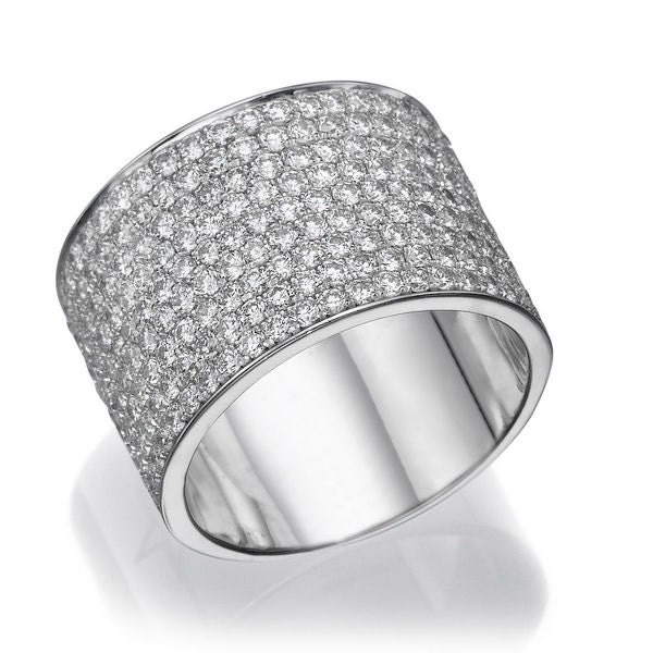 Wide Band Ring 14K White Gold Wedding Band 2.2 TCW Lab Grown - Etsy