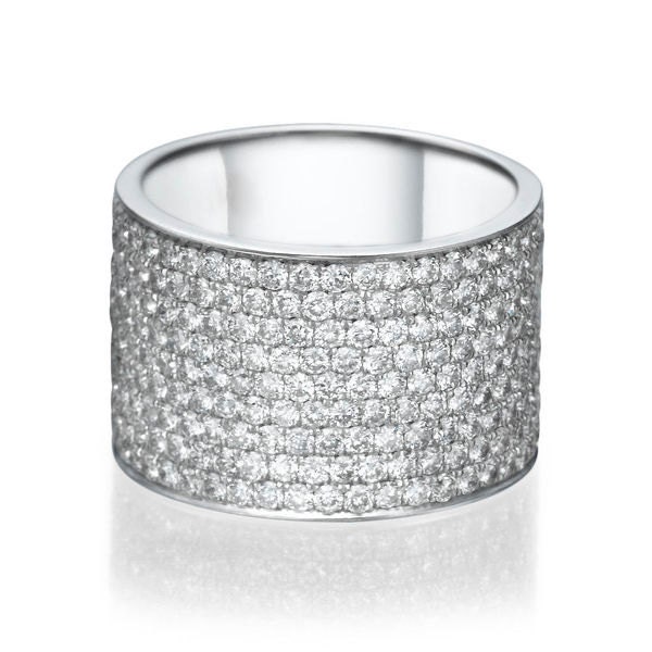 Wide Band Ring 14K White Gold Wedding Band 2.2 TCW Lab Grown - Etsy