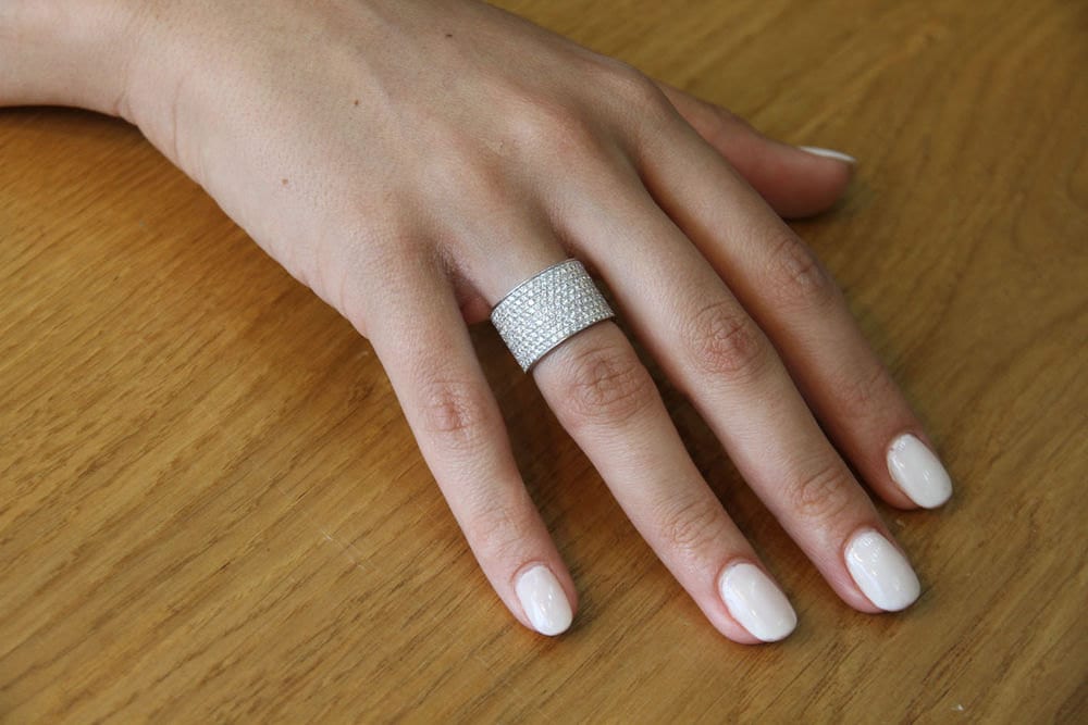 Wide Band Ring 14K White Gold Wedding Band 2.2 TCW Lab Grown - Etsy