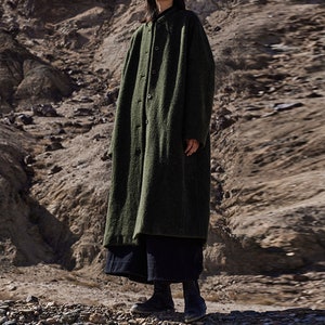 Q047---women's Winter Boiled Wool Oversized Coat in Deep Moss Green ...