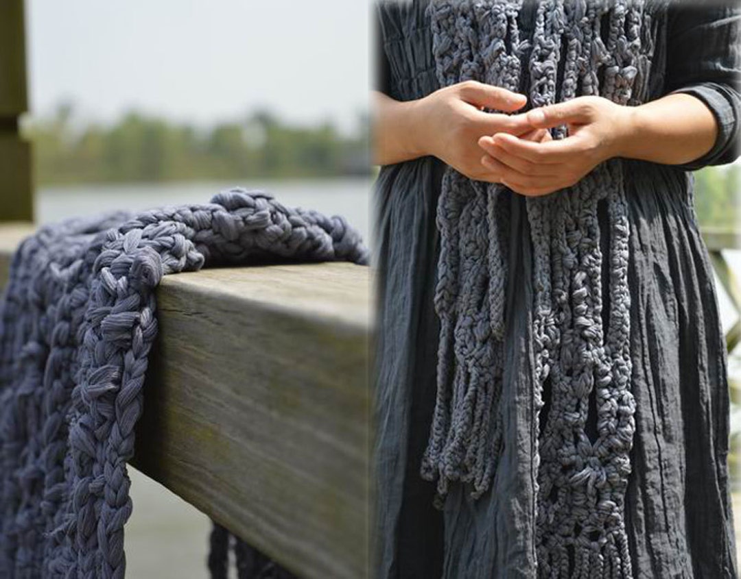 232---hand Crochet Pure Silk Scarf, Gray Silk Scarf. - Etsy