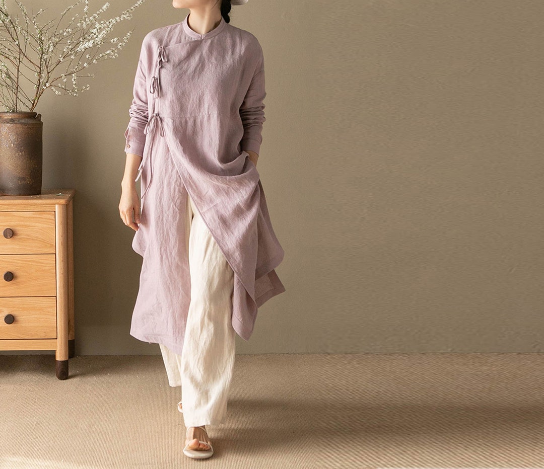 J002---yarn Dyed Linen Modified Qipao Dress, Cheongsam, Cheong-sam ...