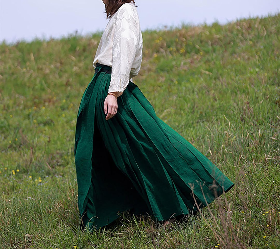 I108---cracked Mud Silk Maxi-length Pleated Skirt, Ma Mian Skirt, Long ...