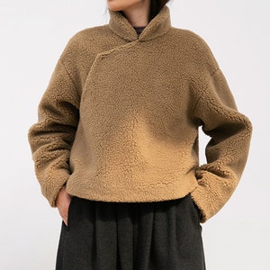 J034-women's Sherpa Fleece Short Chinese Teddy Coat, Winter Fleece ...