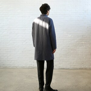 561men's Modified Ramie Cotton Blend Chinese Zhongshan Suit , Gray Tang ...