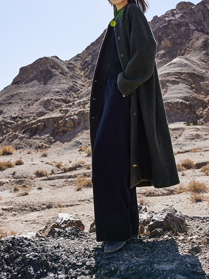 Q047---women's Winter Boiled Wool Oversized Coat in Deep Moss Green ...