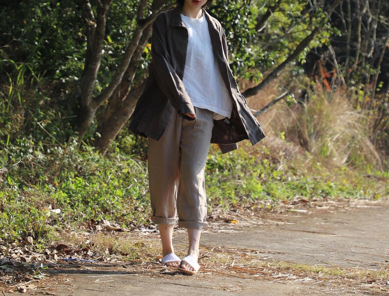 26010---linen Safari Jacket, Photographer Jacket, Work Jacket in Dark ...