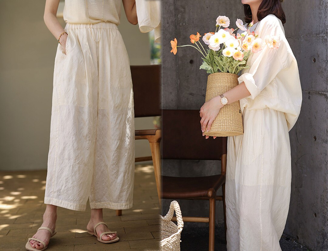 I036---loose Fitting Tussah Silk Pants, Tussah Wild Silk Trousers ...