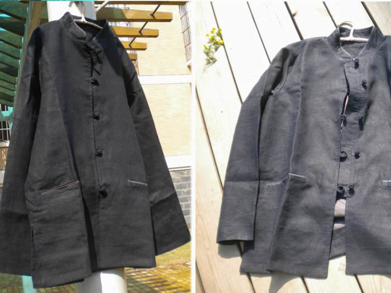 040---men's Lined Chinese Cheongsam Linen Jacket With Chinese Frog ...