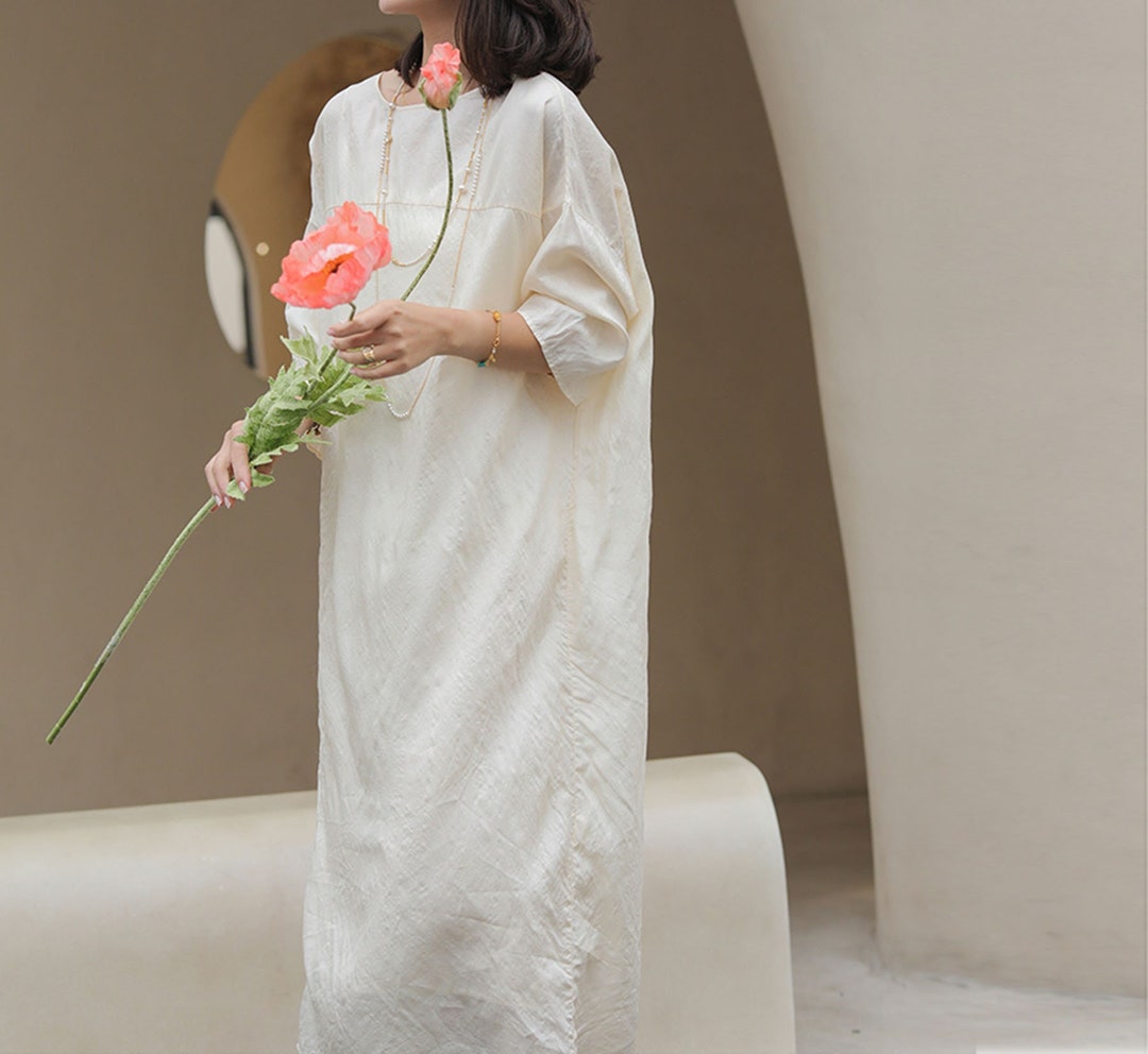 I038---tussah Silk Tunic Dress, Tussah Wild Silk Dress, Minimalism ...