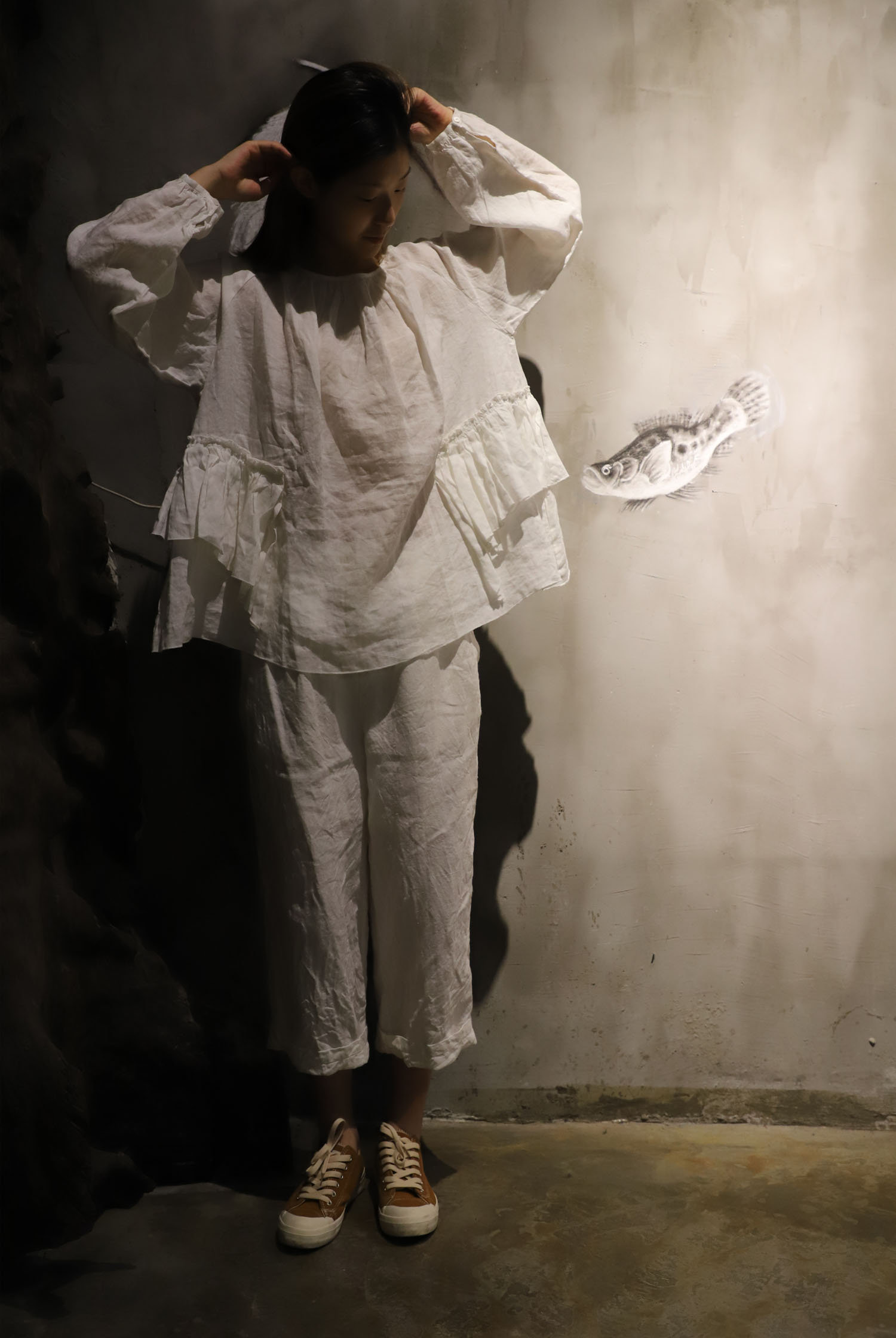 A154white French Linen 2-way Ruffle Poem Tunic Top Super | Etsy