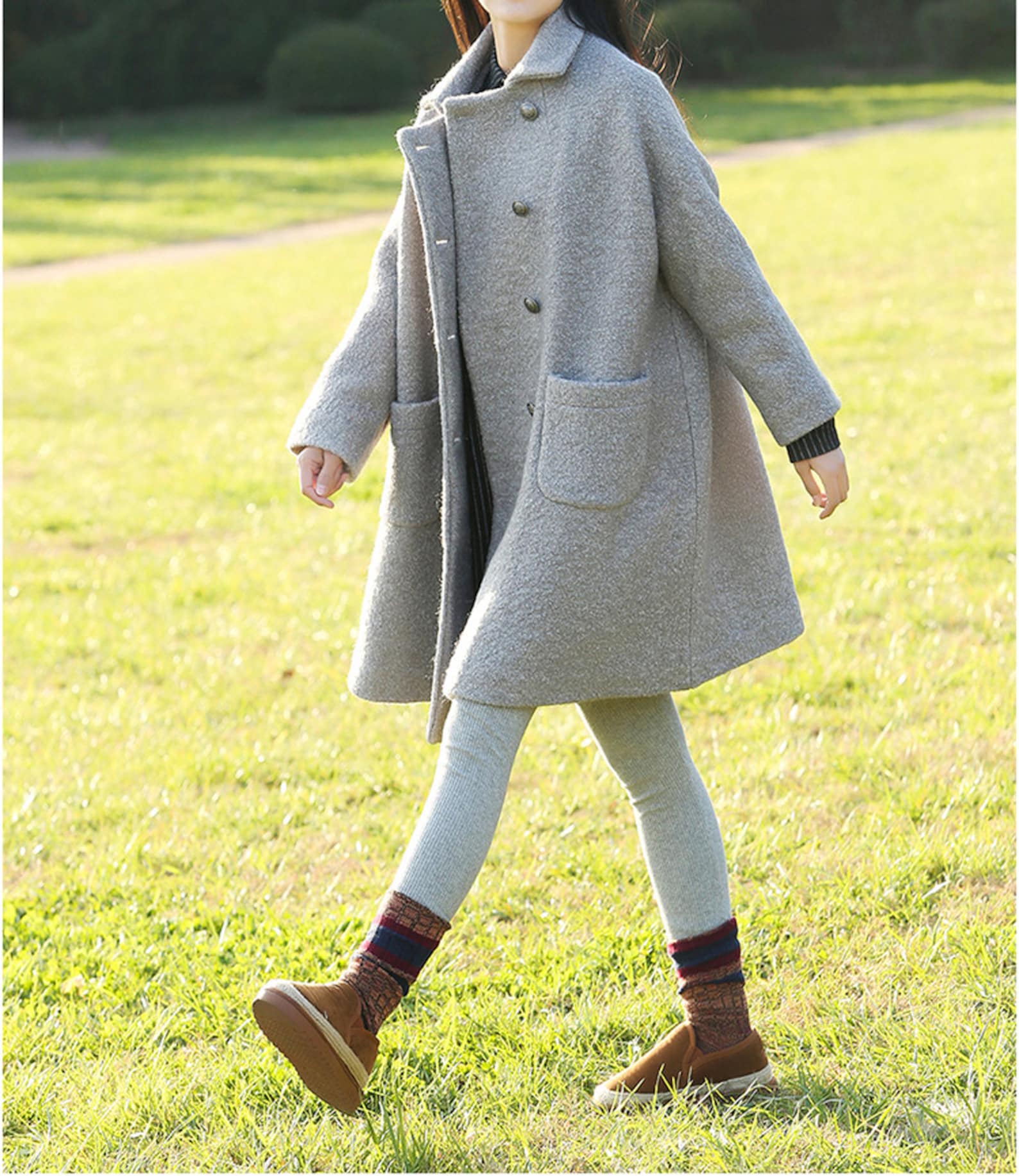 450-women's Loop-yarns Wool Oversized Coat, Double Breasted Wool ...