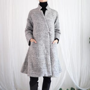 159-women's Loop-yarns Wool Trapeze Coat,a-line Bracelet Sleeves Winter ...