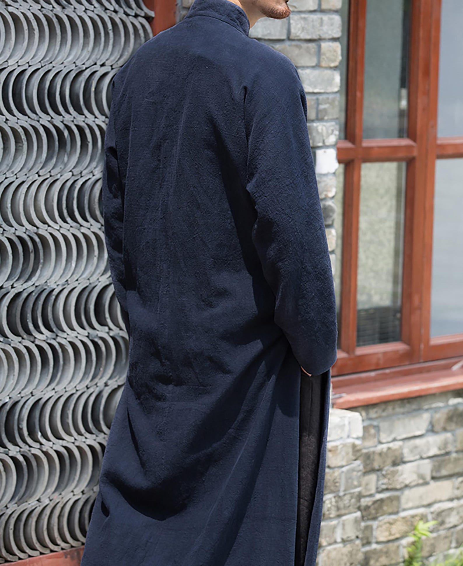 L031---men's Ramie Cheongsam, Changshan in Navy Blue, Kung Fu Suit ...