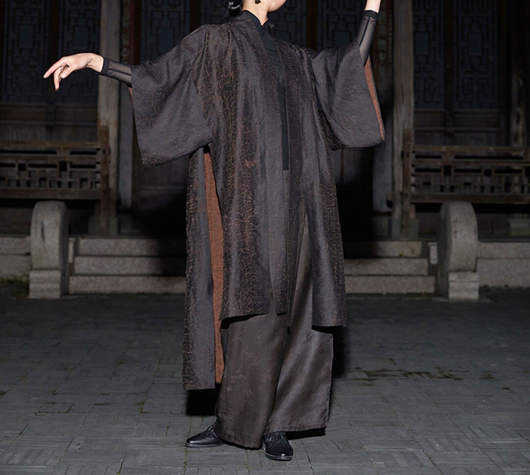 H201---loose Fitting Cracked Mud Silk Kimono Coat, Plus Size, Made to ...