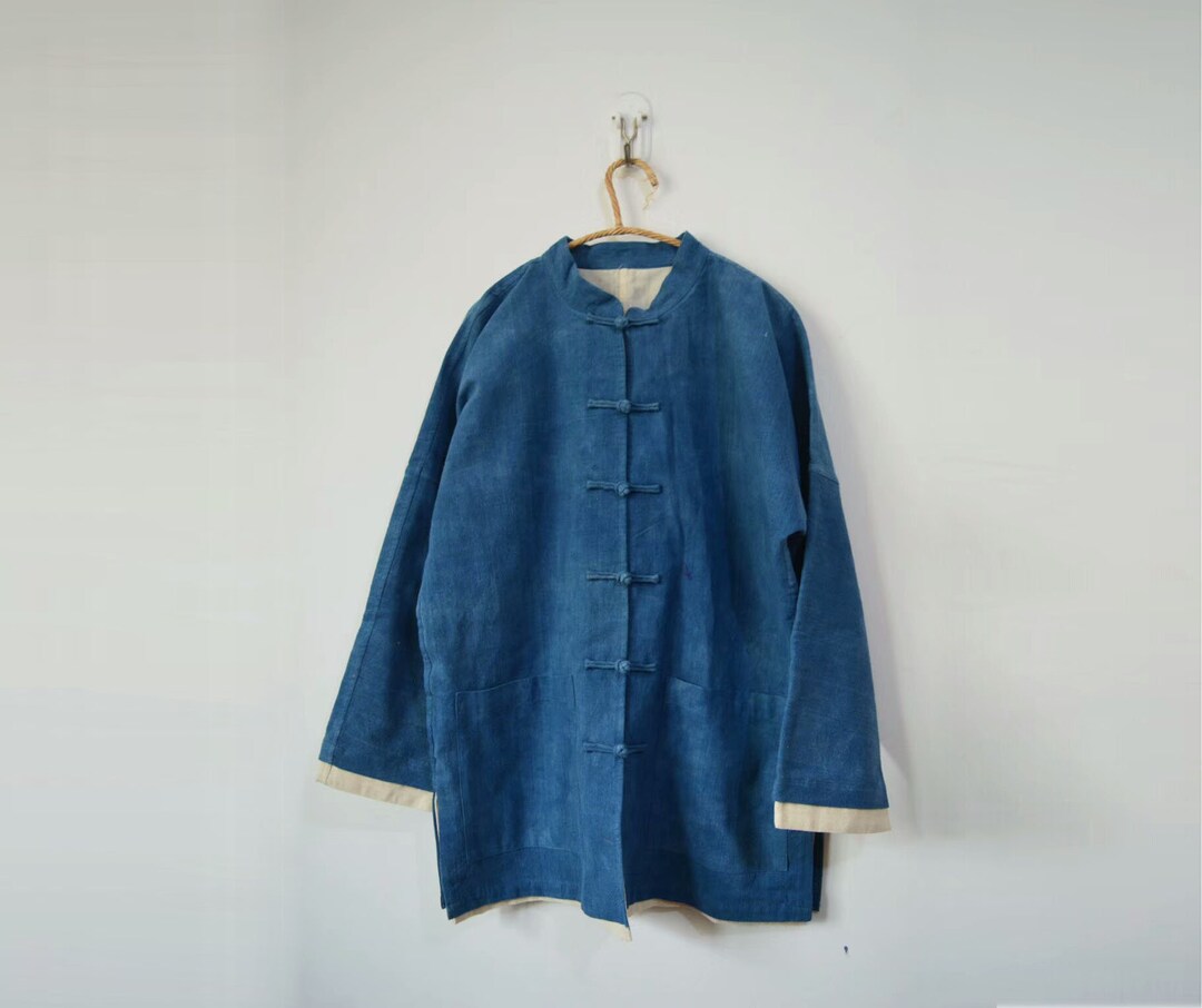 A221---men's Chinese Cheongsam Indigo Blue Jacket With Chinese Frog ...