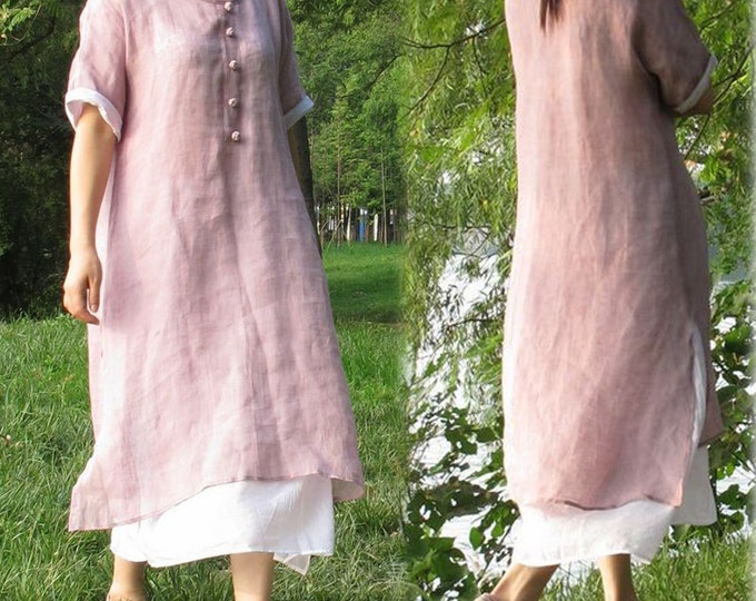 156lilac Thin Linen Robe/dress, Purple Dress, Made to Order. - Etsy