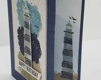 Handmade Lighthouse Greeting Card for General Occasions, Layered ...