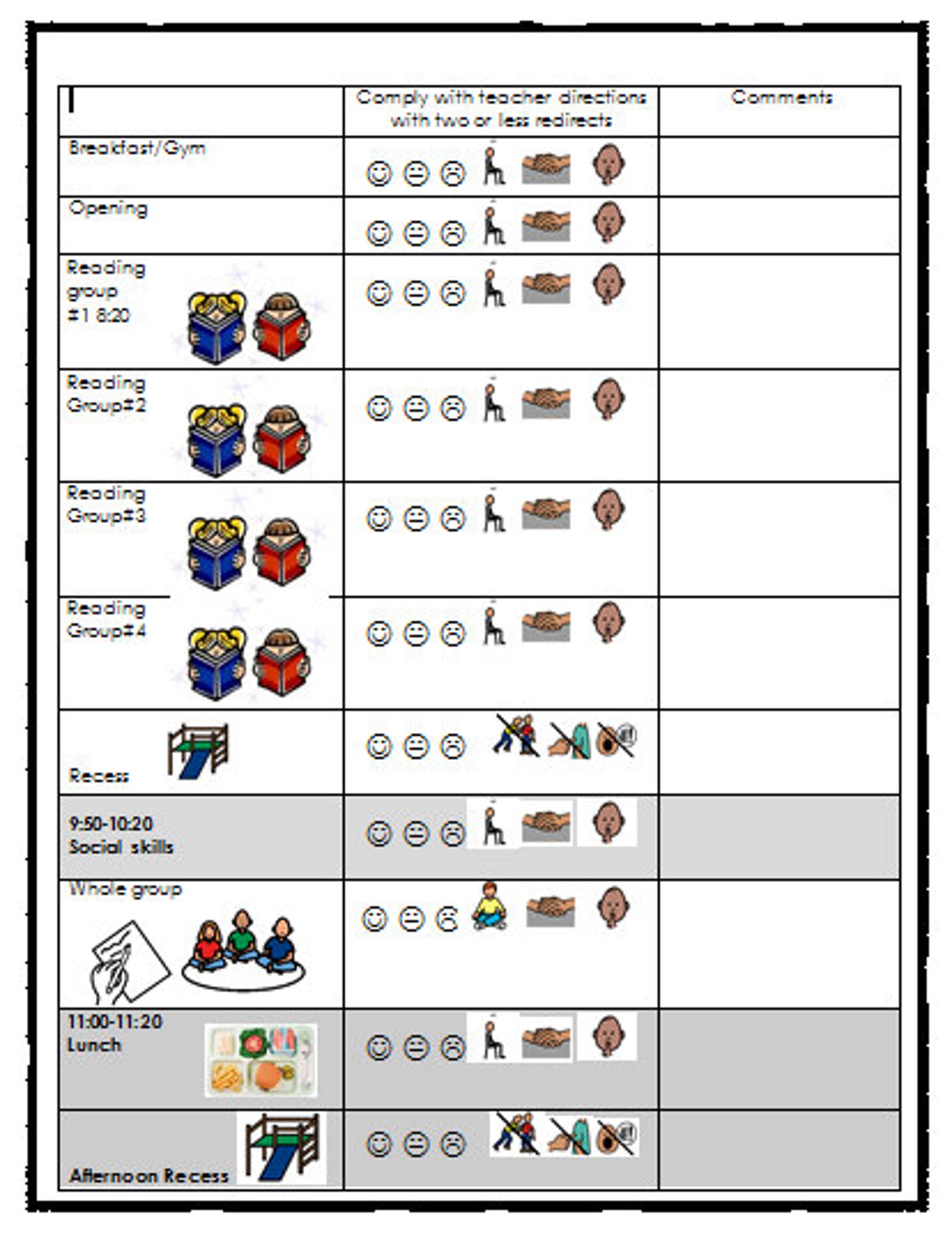 Behavior Point Sheet for Elementary and Middle School Students With ...