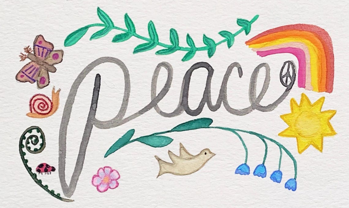 Peace - Colorful Watercolor Art Print for Home, Office, or Classroom - Etsy