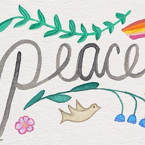Peace - Colorful Watercolor Art Print for Home, Office, or Classroom - Etsy