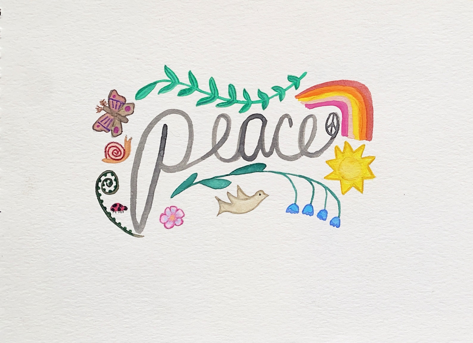 Peace - Colorful Watercolor Art Print for Home, Office, or Classroom - Etsy