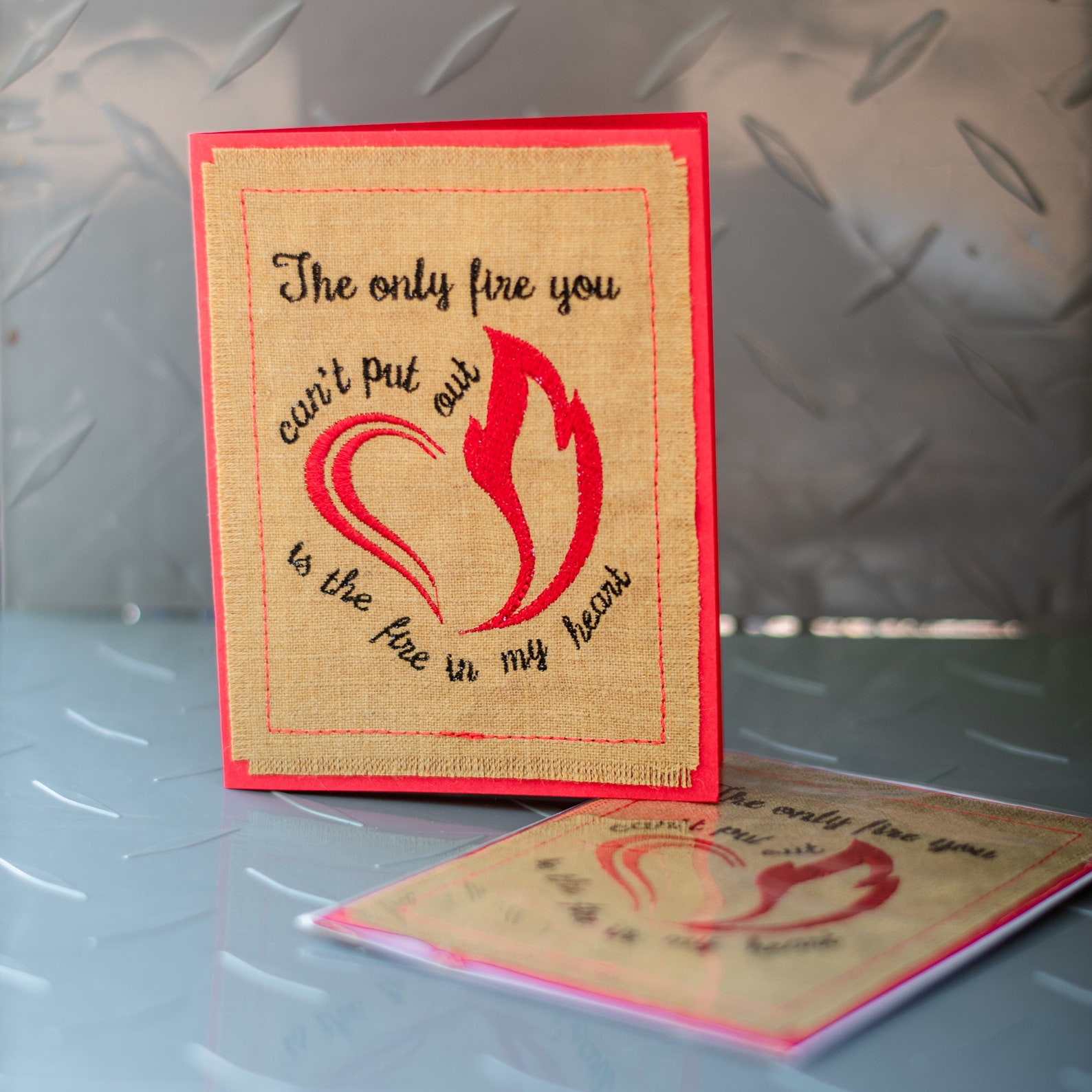 Firefighter Anniversary Greeting Card Made From Reclaimed Bunker Gear ...