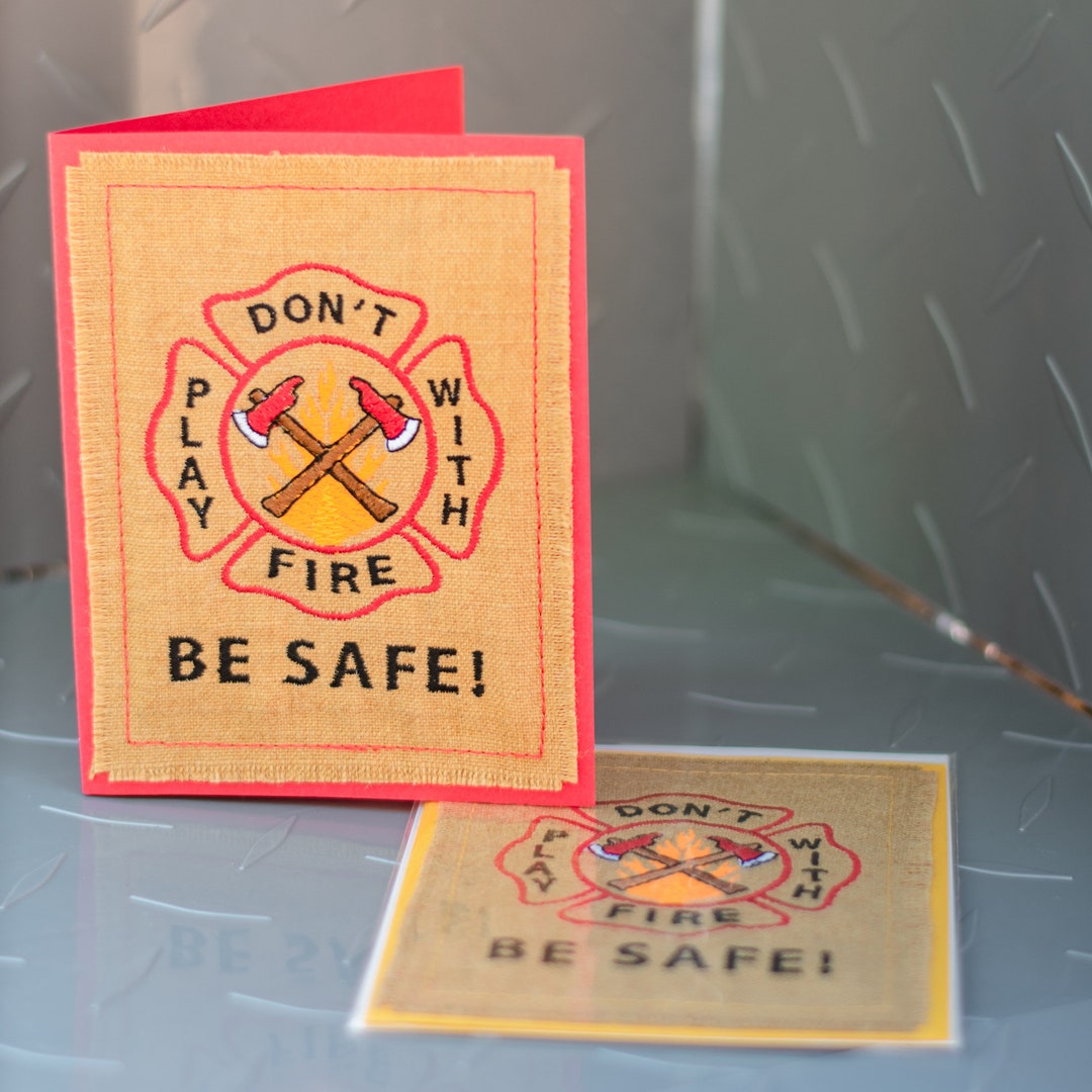 Firefighter Greeting Card: Upcycled Bunker Gear, Thank You, Birthday - Etsy
