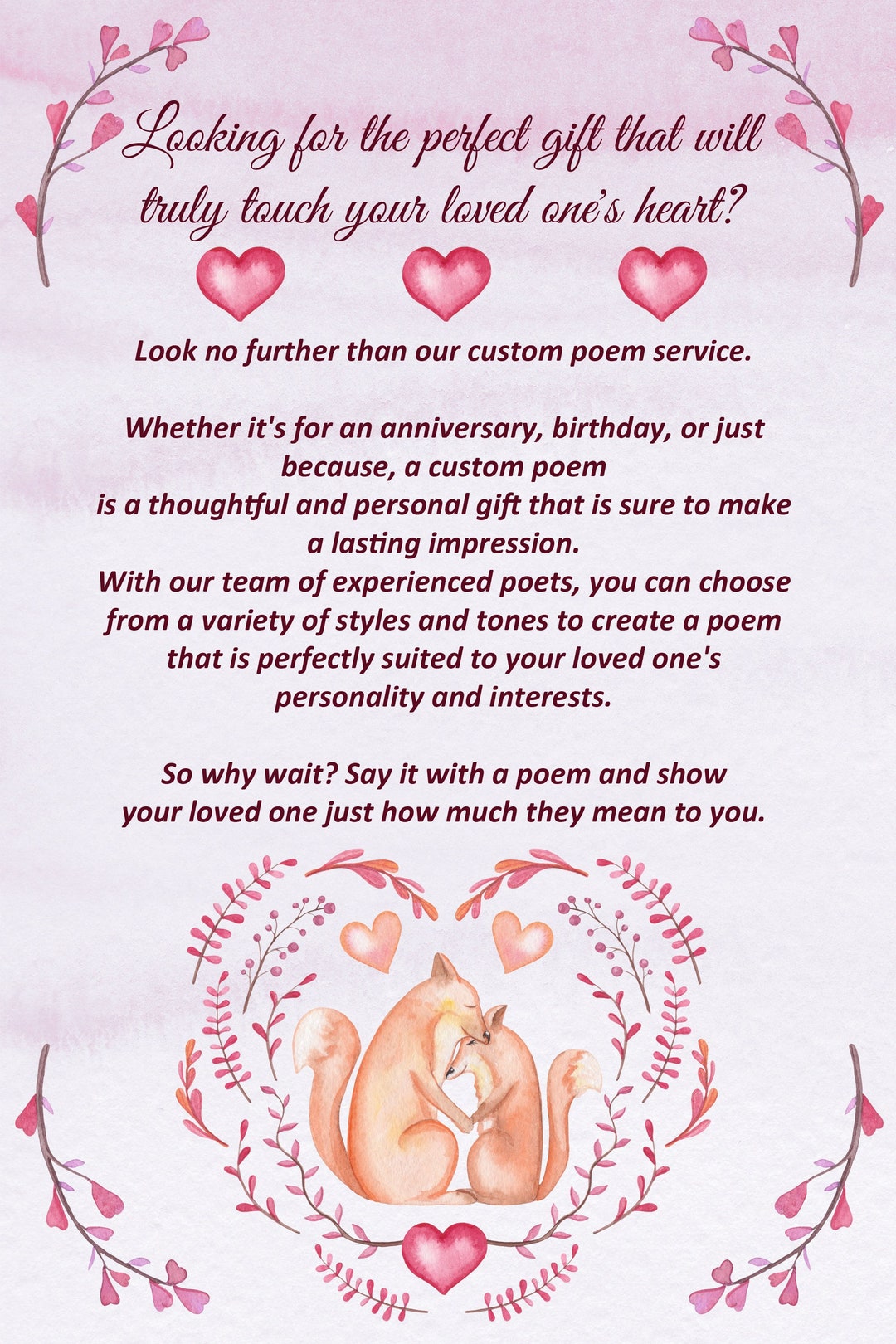 Custom Poem: A Personal and Heartfelt Gift for Your Loved One - Etsy