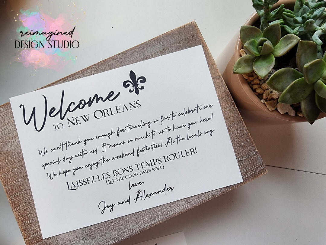 Destination Wedding Welcome Letter | New Orleans Welcome Bag Letter ...