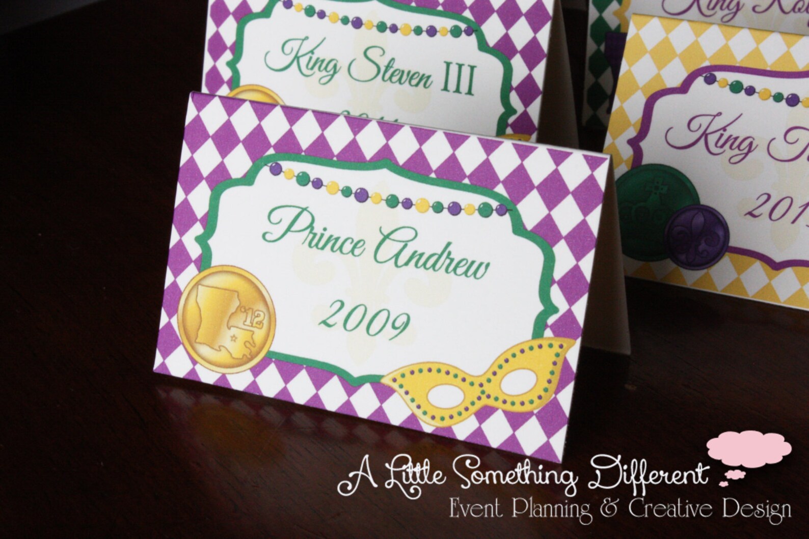 Mardi Gras Themed Place Cards Tent Cards New Orleans Green - Etsy