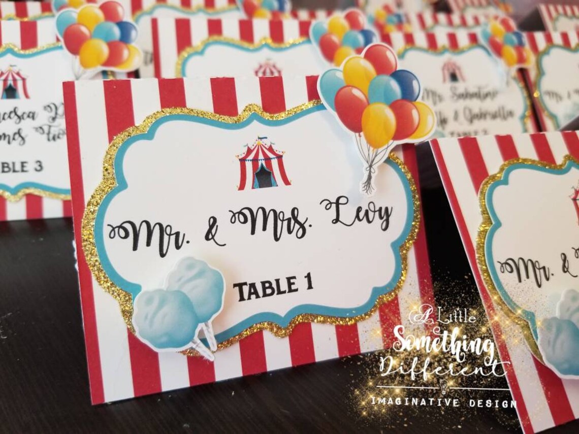 Carnival Circus Themed Place Cards Party Supplies Table | Etsy