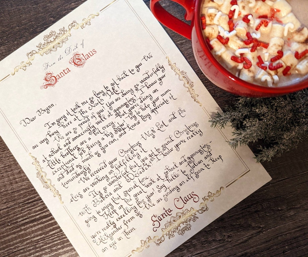 Letter From Santa Handwritten Calligraphy Completely Unique and Custom ...