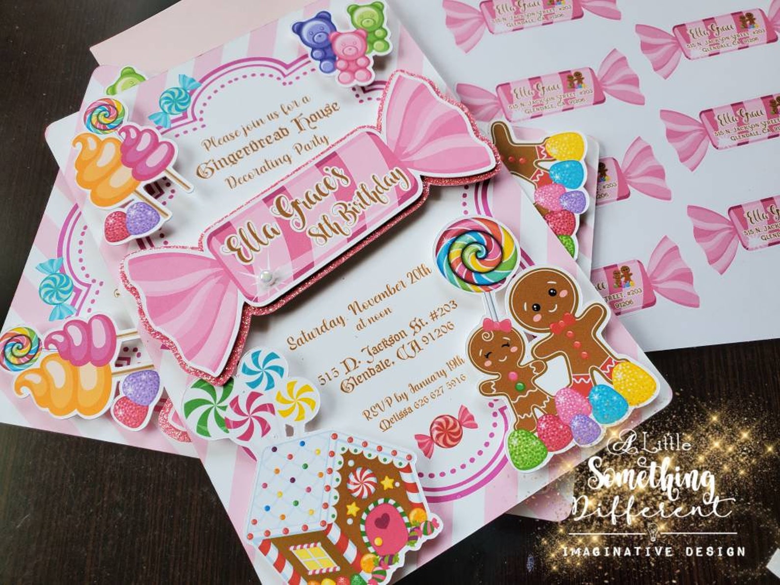 Candy Gingerbread Themed Party Invitation Sweets Party Invite - Etsy