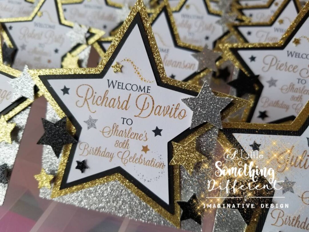Hollywood Black and Gold Star Place Cards, Table Setting, Prom, Awards ...
